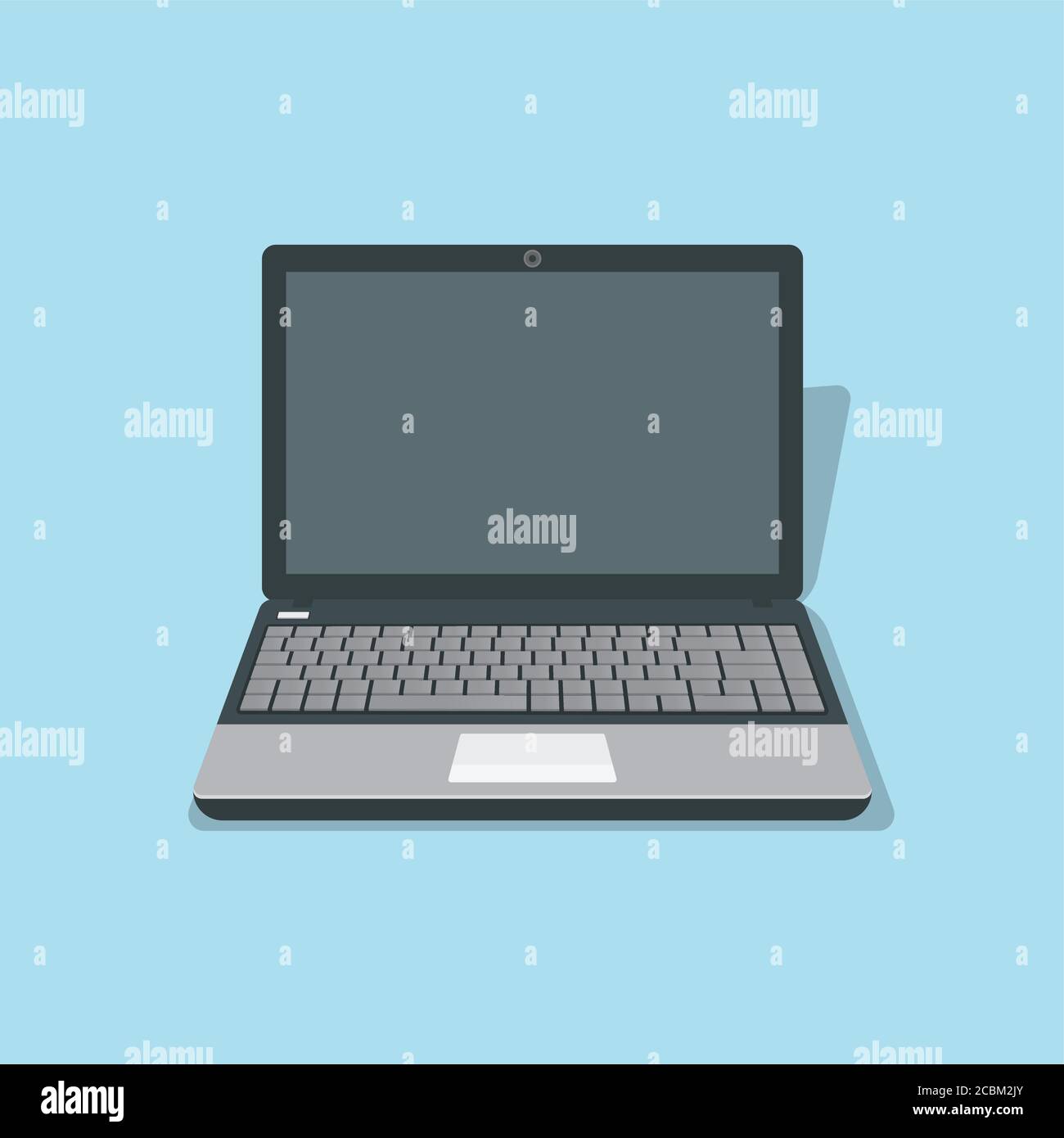 The laptop with an open cover in 3D style.The computer with a shadow ...