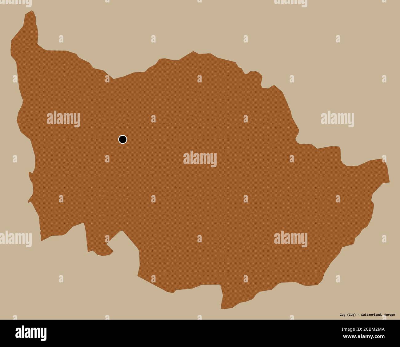 Shape of Zug, canton of Switzerland, with its capital isolated on a ...