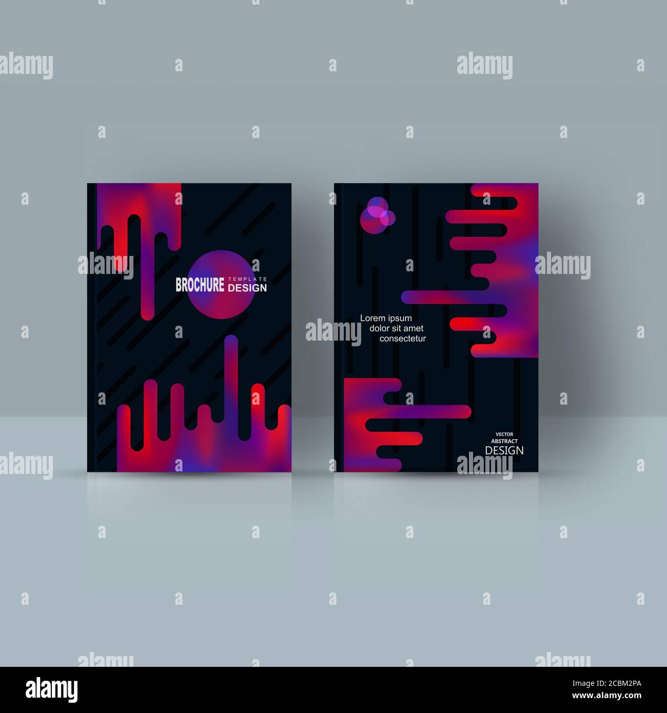 A set of covers of the magazine with multi-colored abstract forms ...
