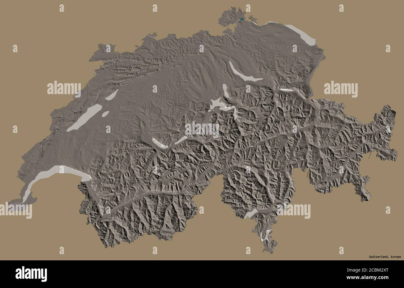 Shape of Switzerland with its capital isolated on a solid color ...