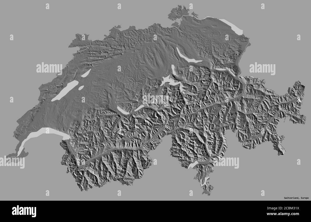Shape of Switzerland with its capital isolated on a solid color ...