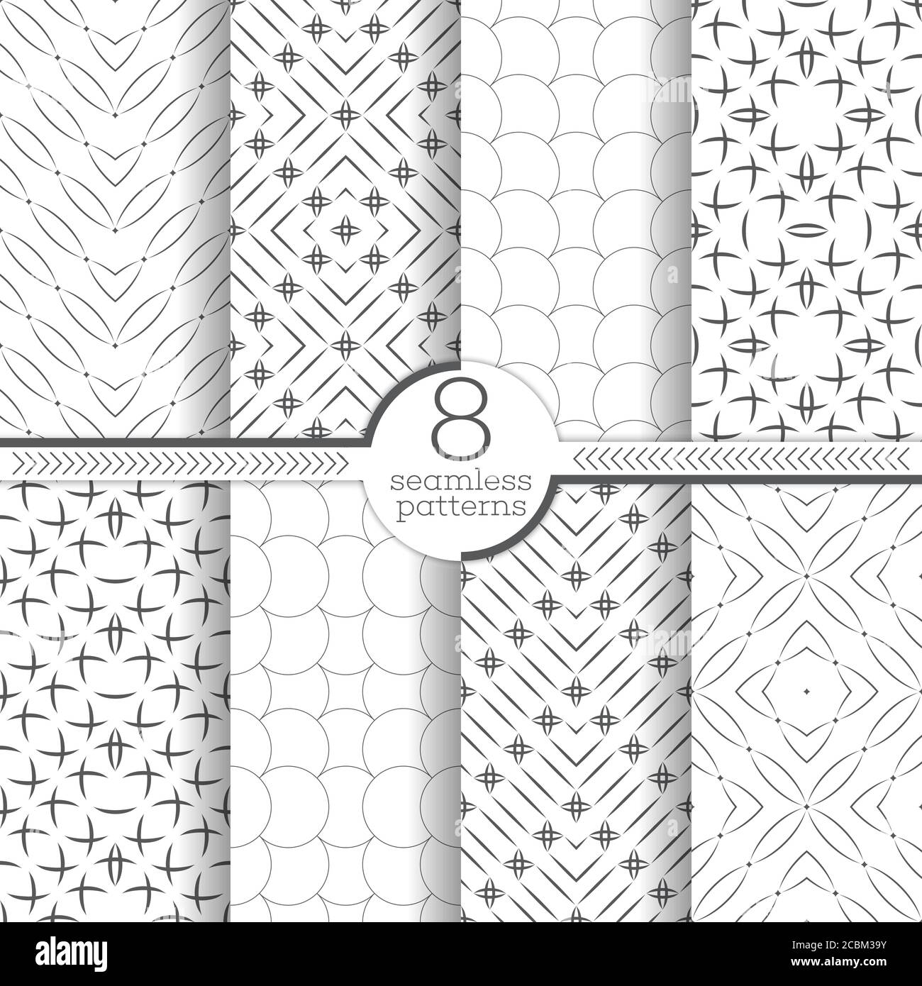 Set of vector seamless patterns. Abstract textured backgrounds. Modern geometrical textures with ...