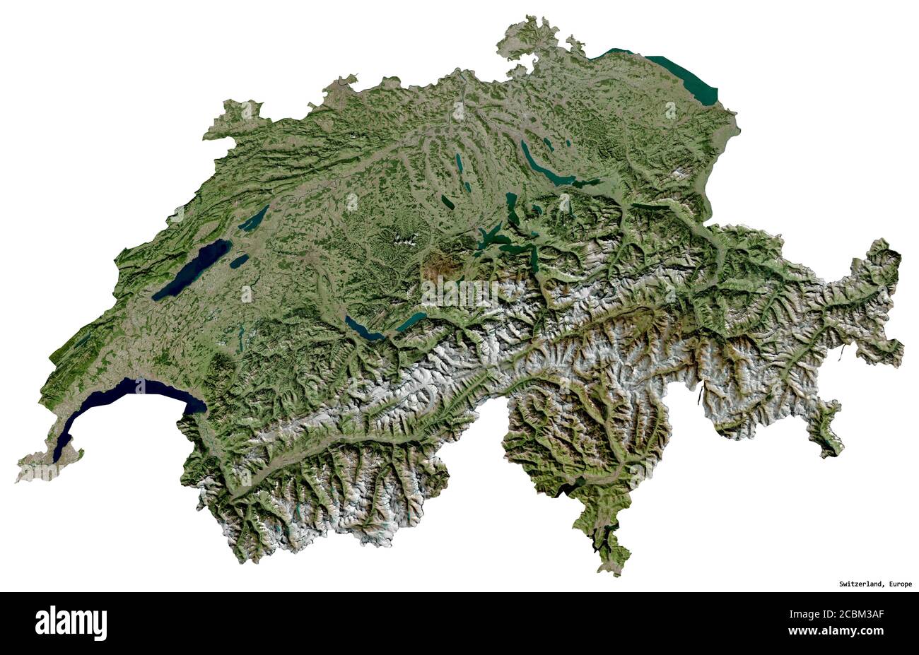 Shape of Switzerland with its capital isolated on white background ...