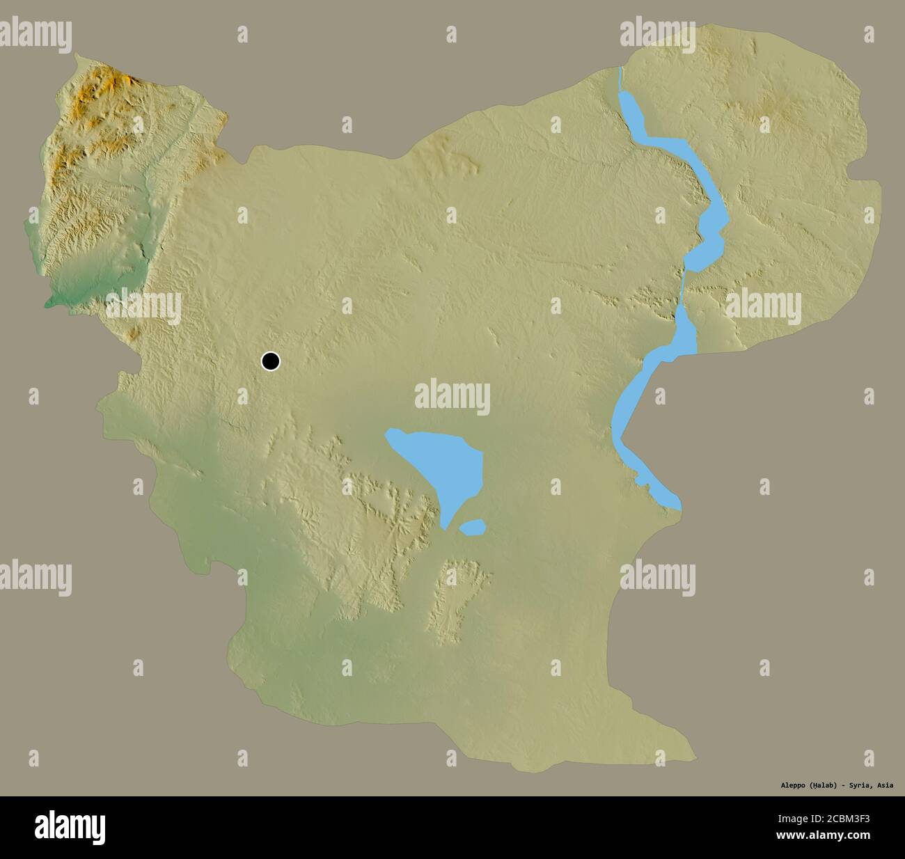 Shape of Aleppo, province of Syria, with its capital isolated on a ...