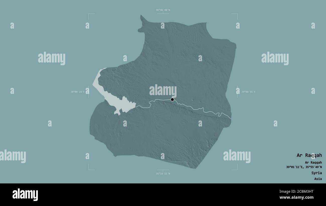 Area of Ar Raqqah, province of Syria, isolated on a solid background in ...