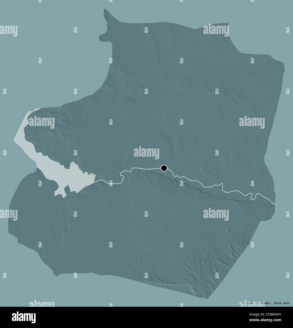 Shape of Ar Raqqah, province of Syria, with its capital isolated on a ...