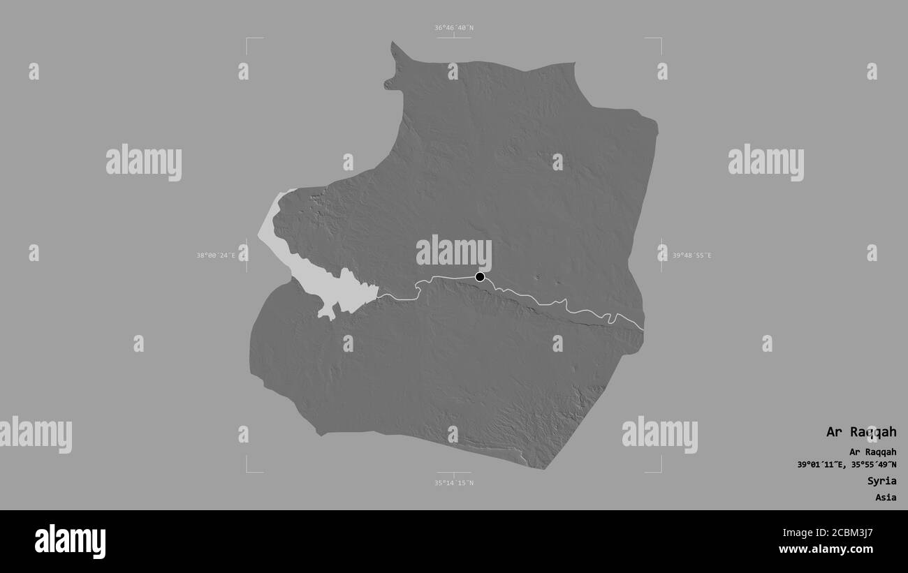 Area of Ar Raqqah, province of Syria, isolated on a solid background in ...