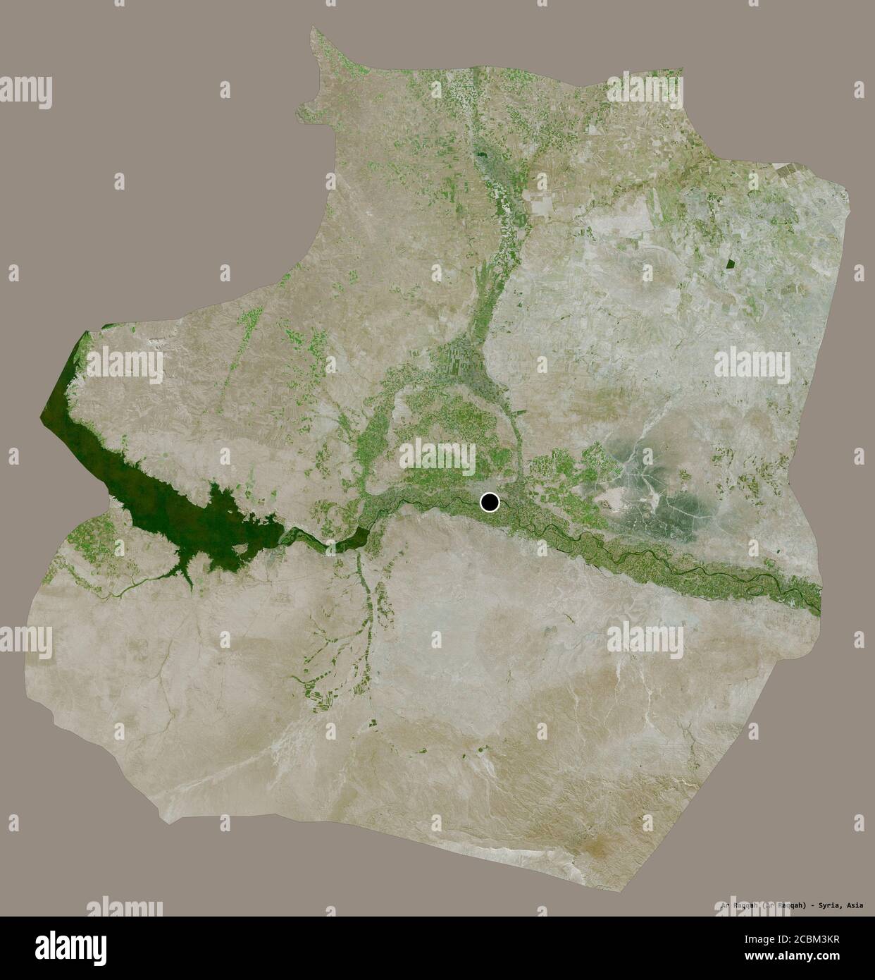 Shape of Ar Raqqah, province of Syria, with its capital isolated on a ...