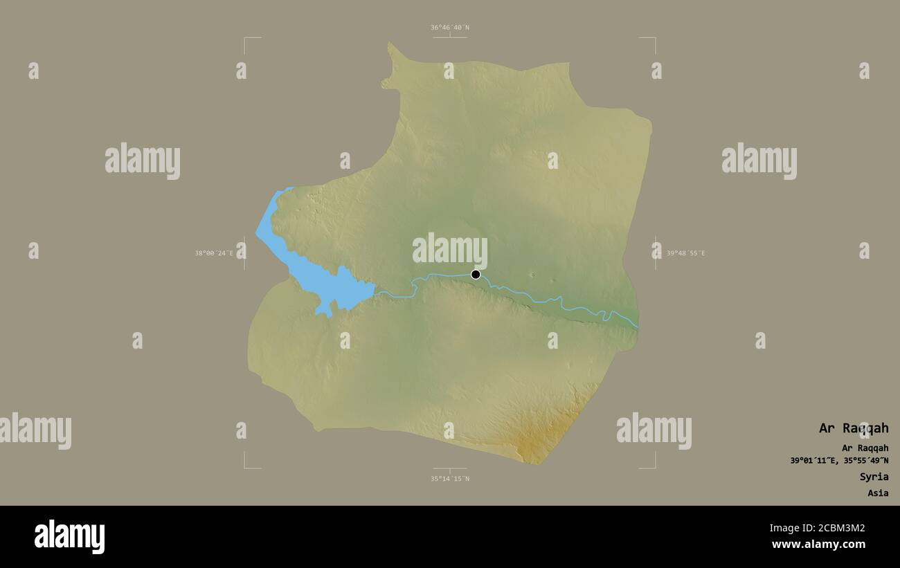 Area of Ar Raqqah, province of Syria, isolated on a solid background in ...