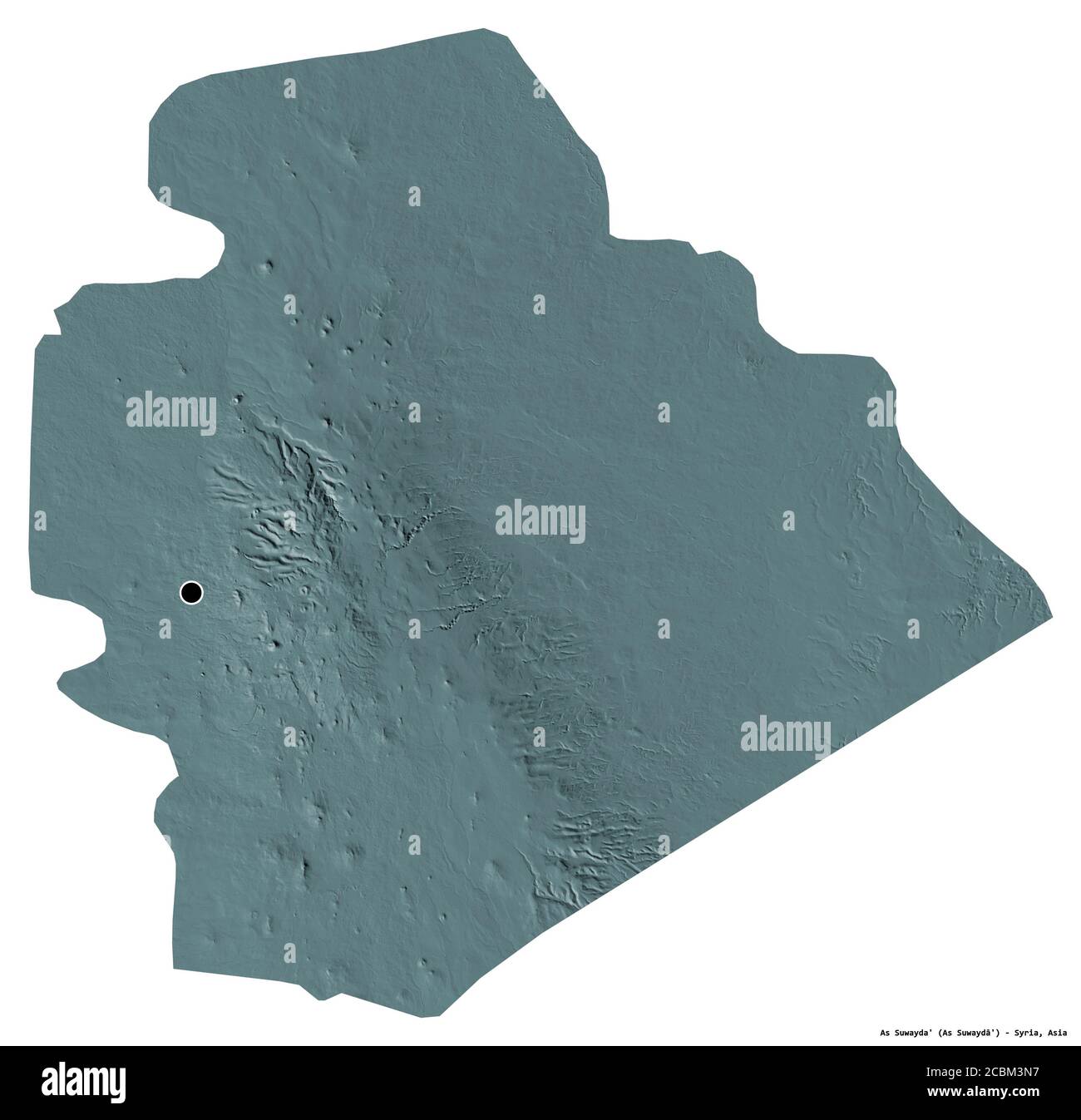 Shape of As Suwayda', province of Syria, with its capital isolated on ...