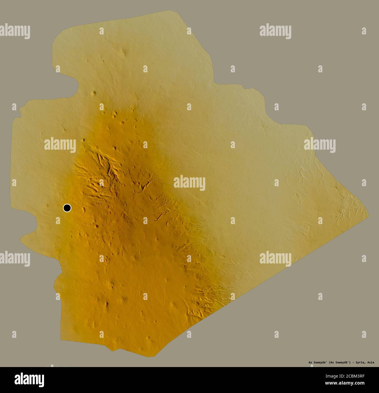 Shape of As Suwayda', province of Syria, with its capital isolated on a ...