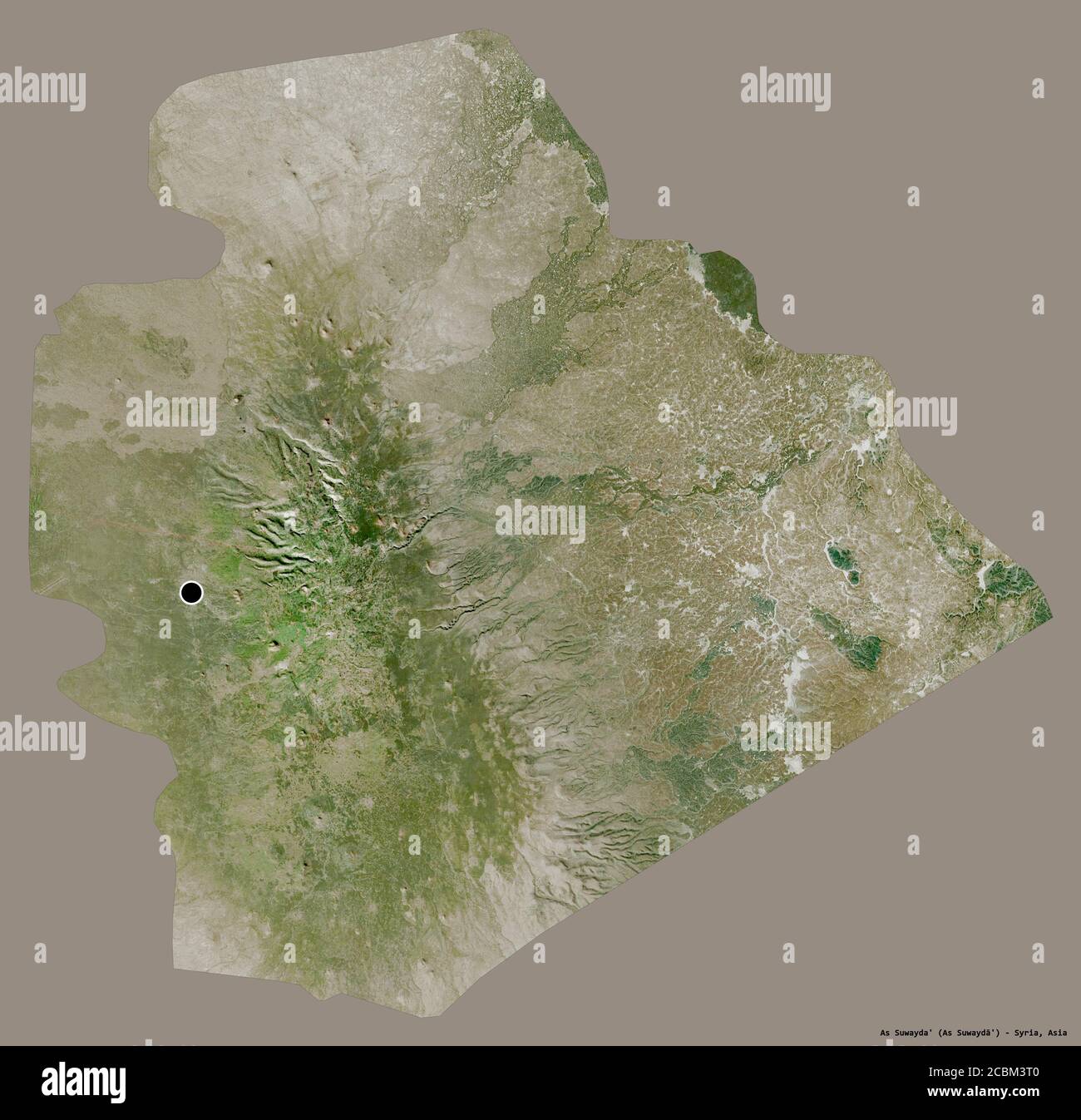 Shape of As Suwayda', province of Syria, with its capital isolated on a ...