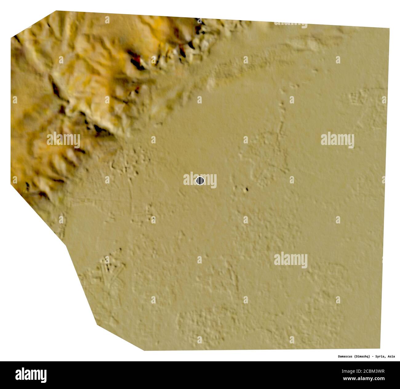 Shape of Damascus, province of Syria, with its capital isolated on ...