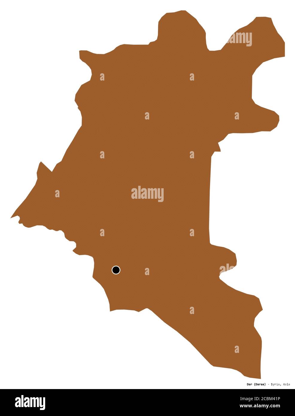 Shape of Dar, province of Syria, with its capital isolated on white ...