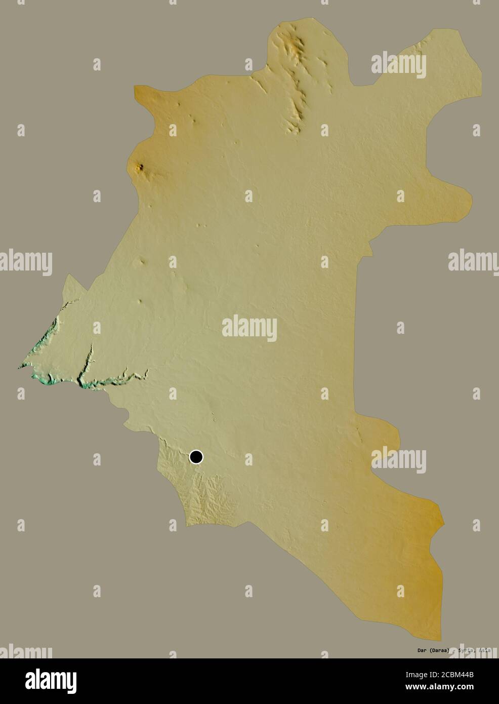 Shape of Dar, province of Syria, with its capital isolated on a solid ...