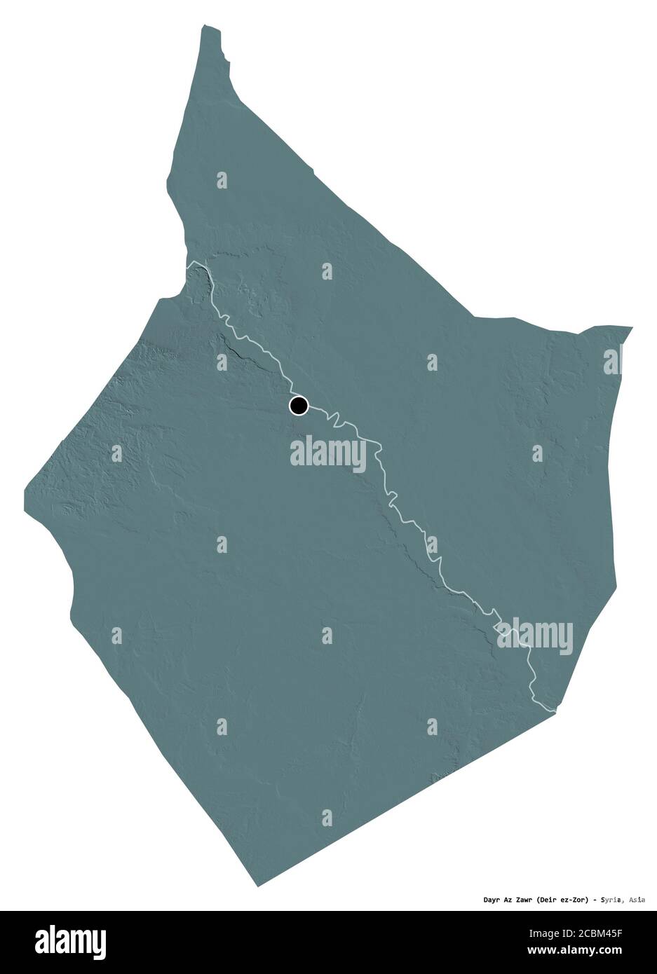 Shape of Dayr Az Zawr, province of Syria, with its capital isolated on ...