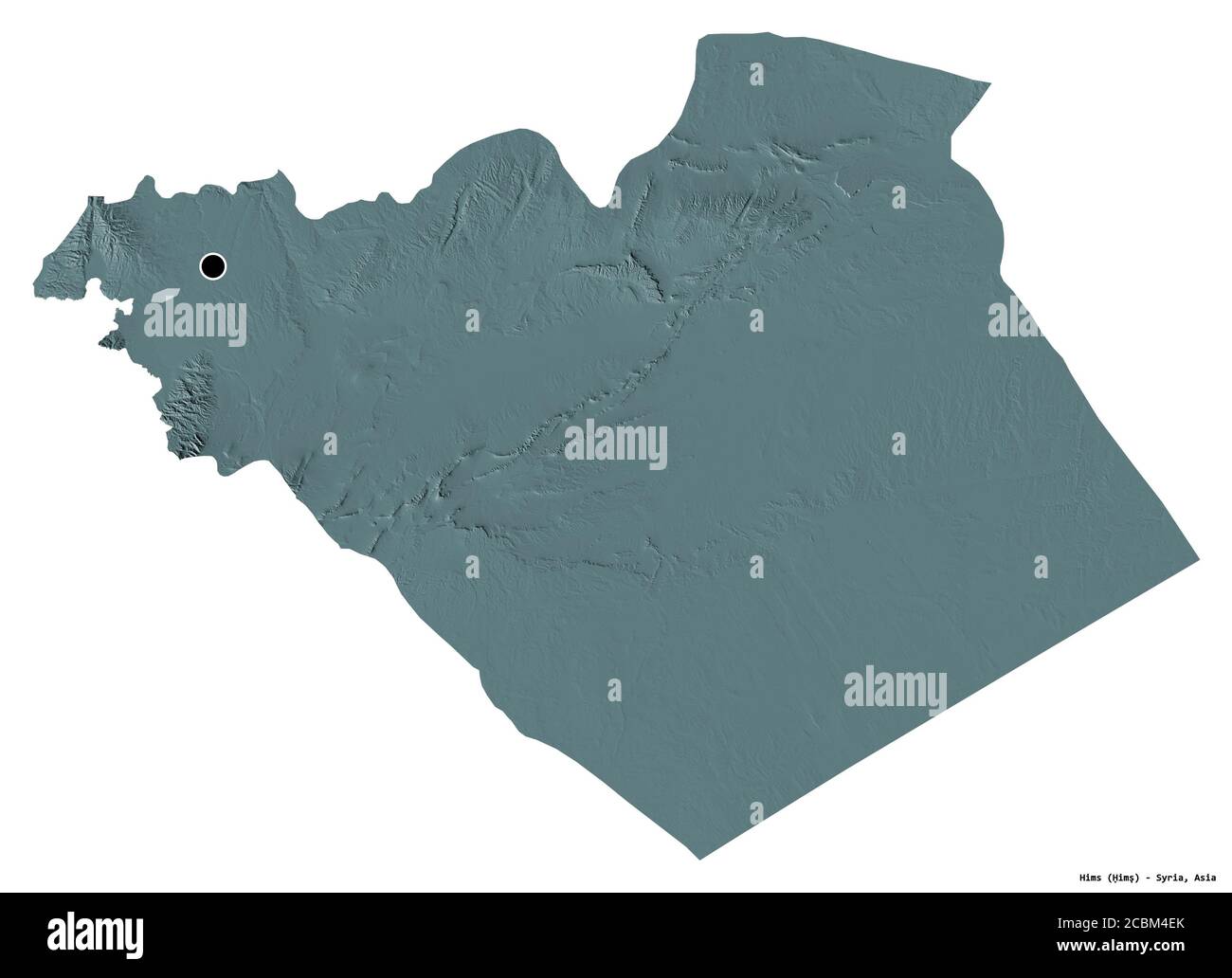 Shape of Hims, province of Syria, with its capital isolated on white ...