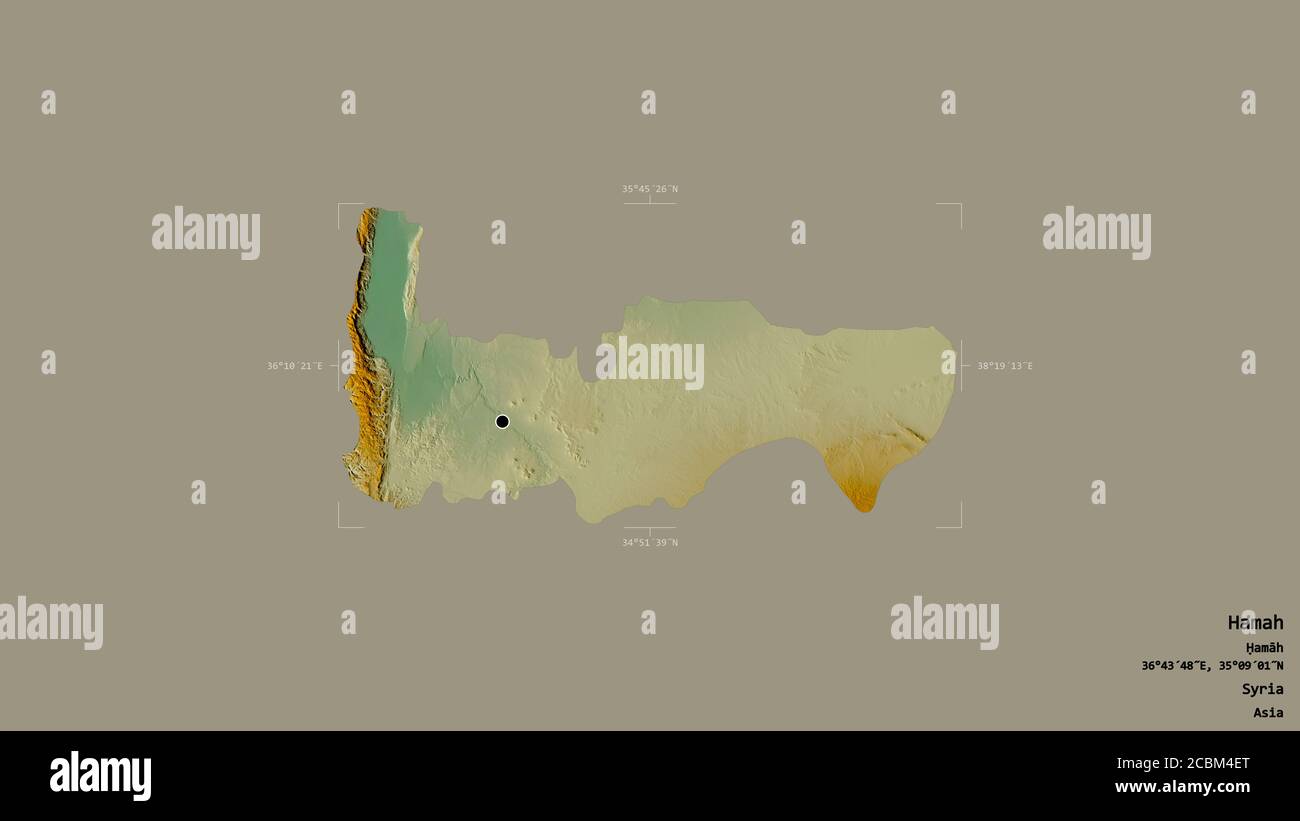 Area of Hamah, province of Syria, isolated on a solid background in a ...