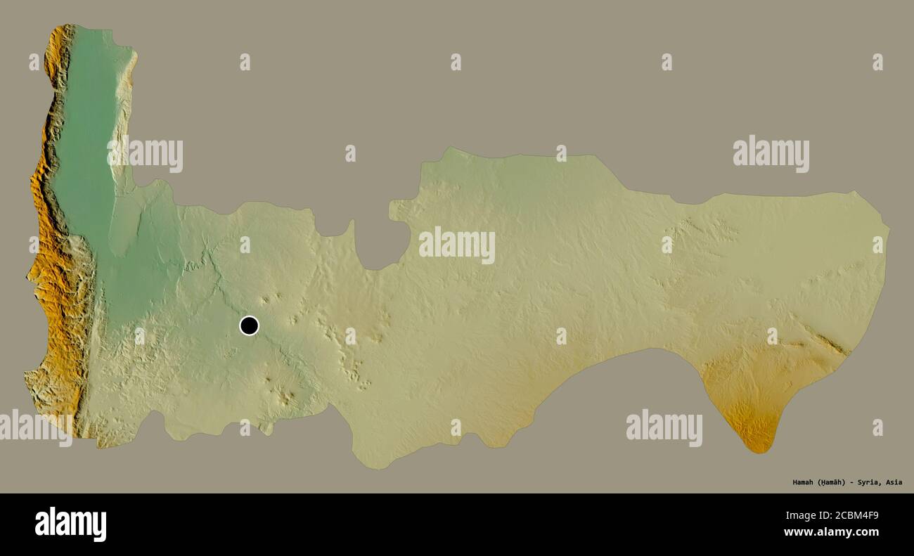 Shape of Hamah, province of Syria, with its capital isolated on a solid ...