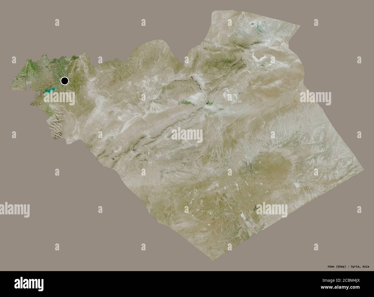 Shape of Hims, province of Syria, with its capital isolated on a solid ...