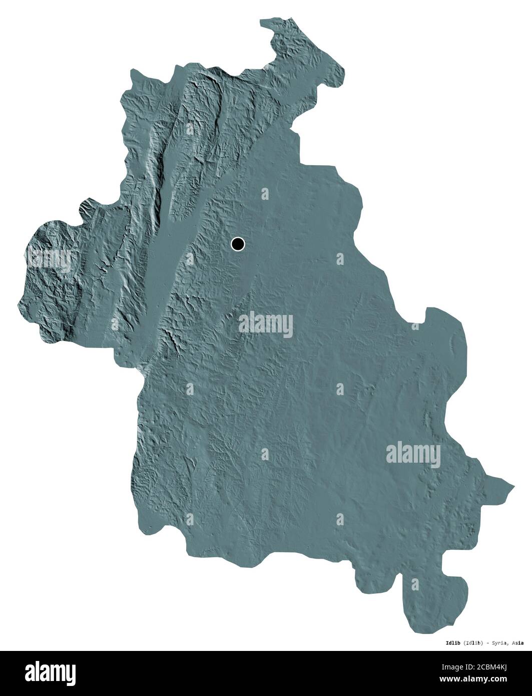 Shape of Idlib, province of Syria, with its capital isolated on white ...
