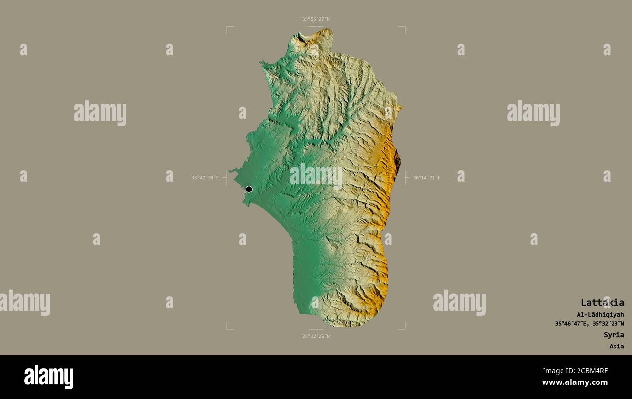 Area of Lattakia, province of Syria, isolated on a solid background in ...