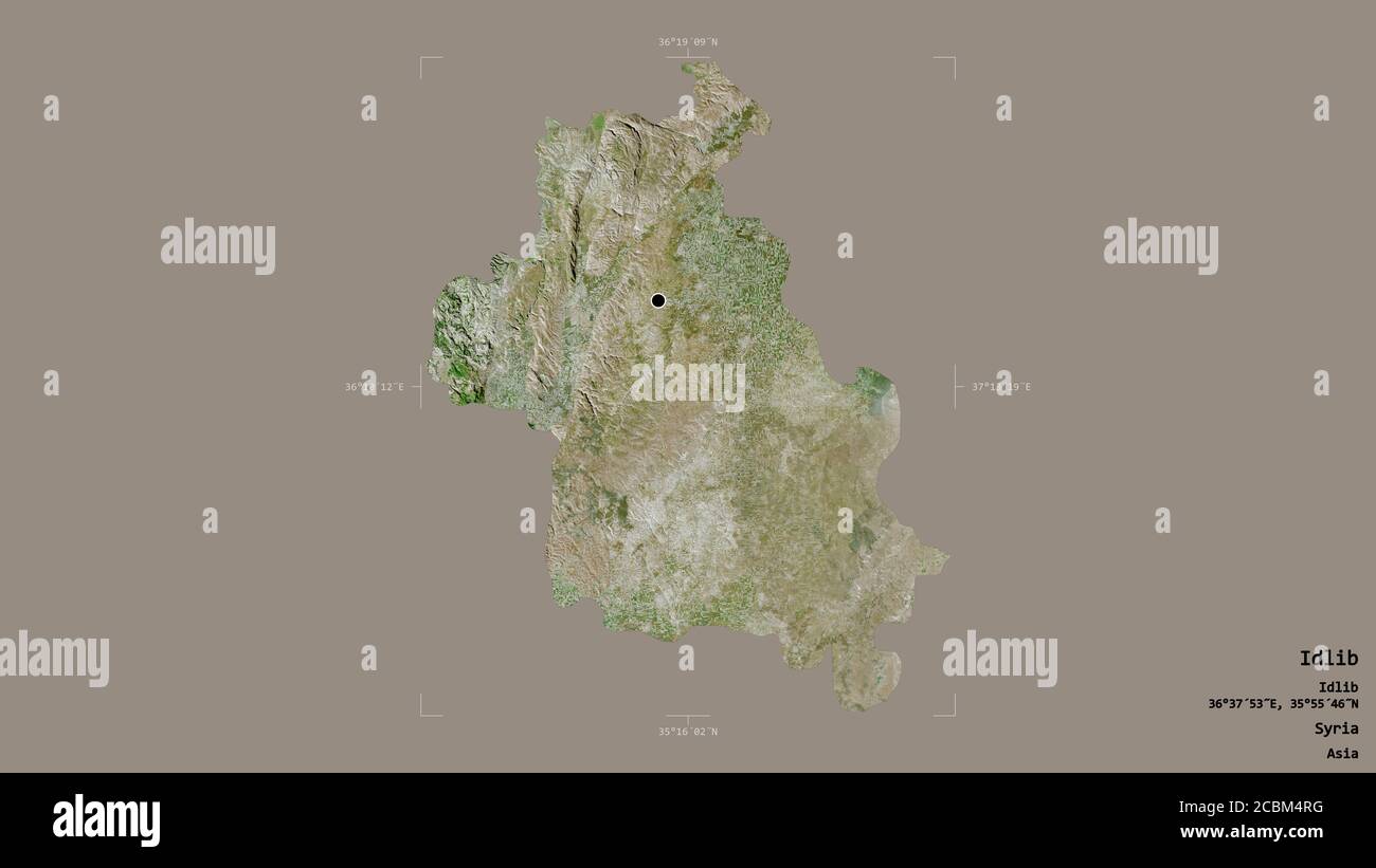 Area of Idlib, province of Syria, isolated on a solid background in a ...