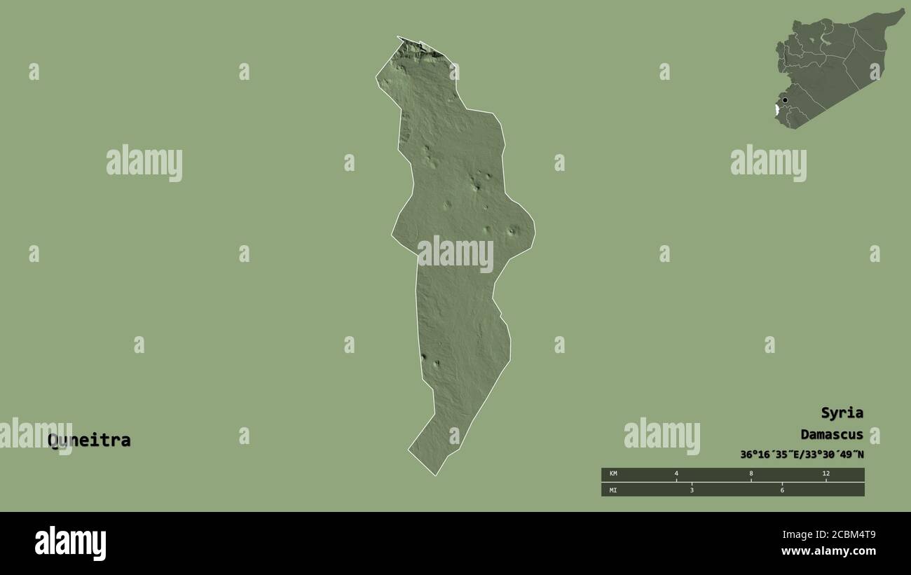 Shape of Quneitra, province of Syria, with its capital isolated on ...