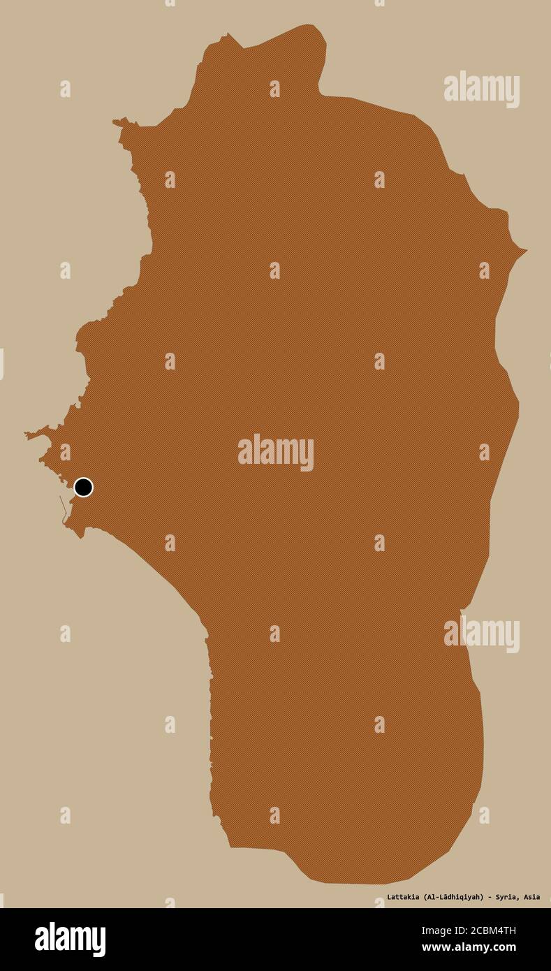 Shape of Lattakia, province of Syria, with its capital isolated on a ...