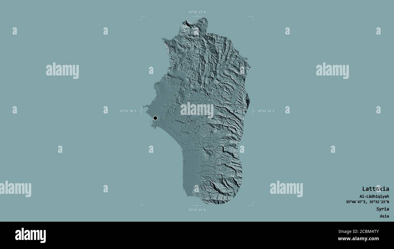 Area of Lattakia, province of Syria, isolated on a solid background in ...