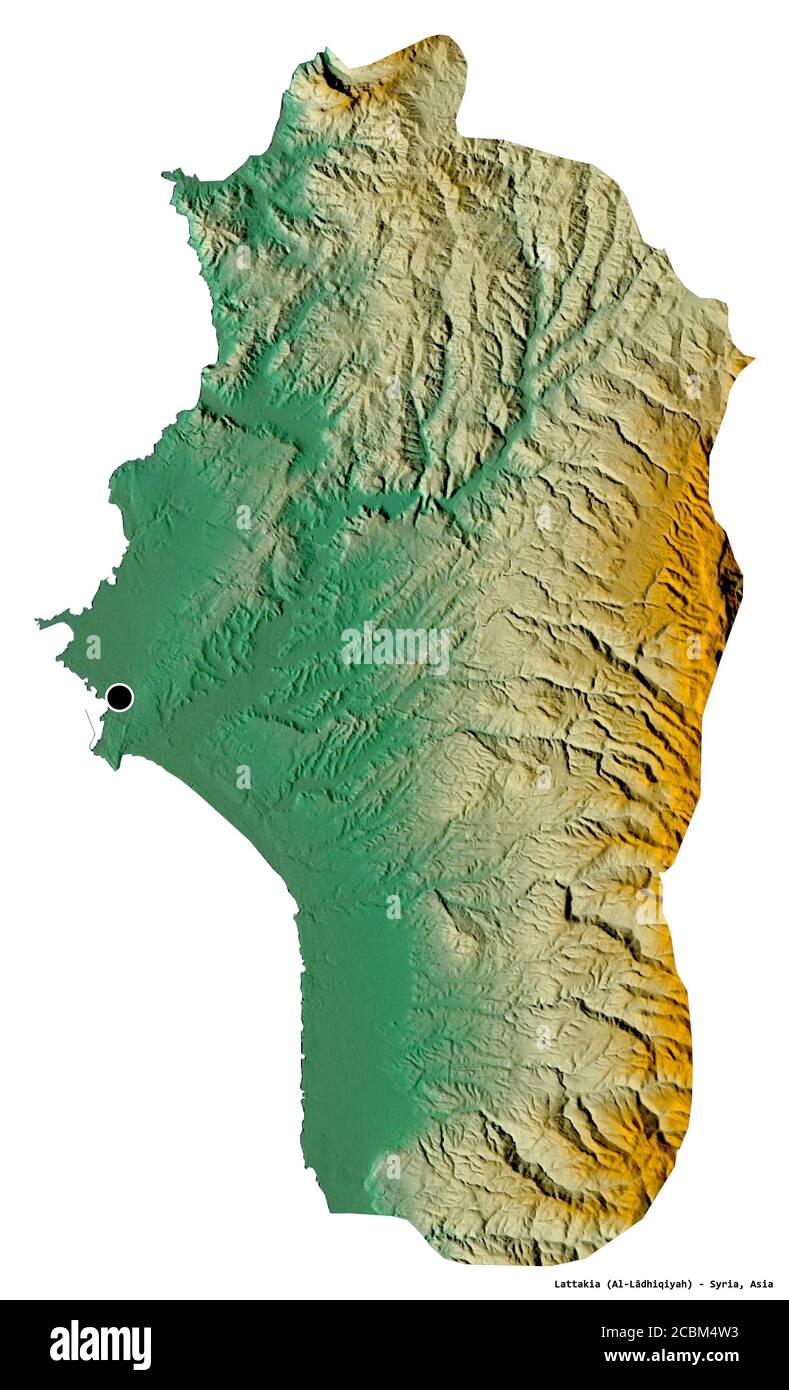 Shape of Lattakia, province of Syria, with its capital isolated on ...