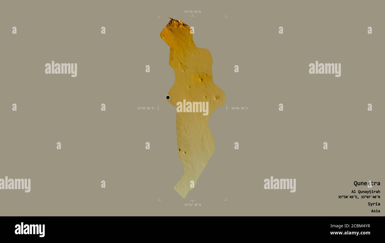 Area of Quneitra, province of Syria, isolated on a solid background in ...