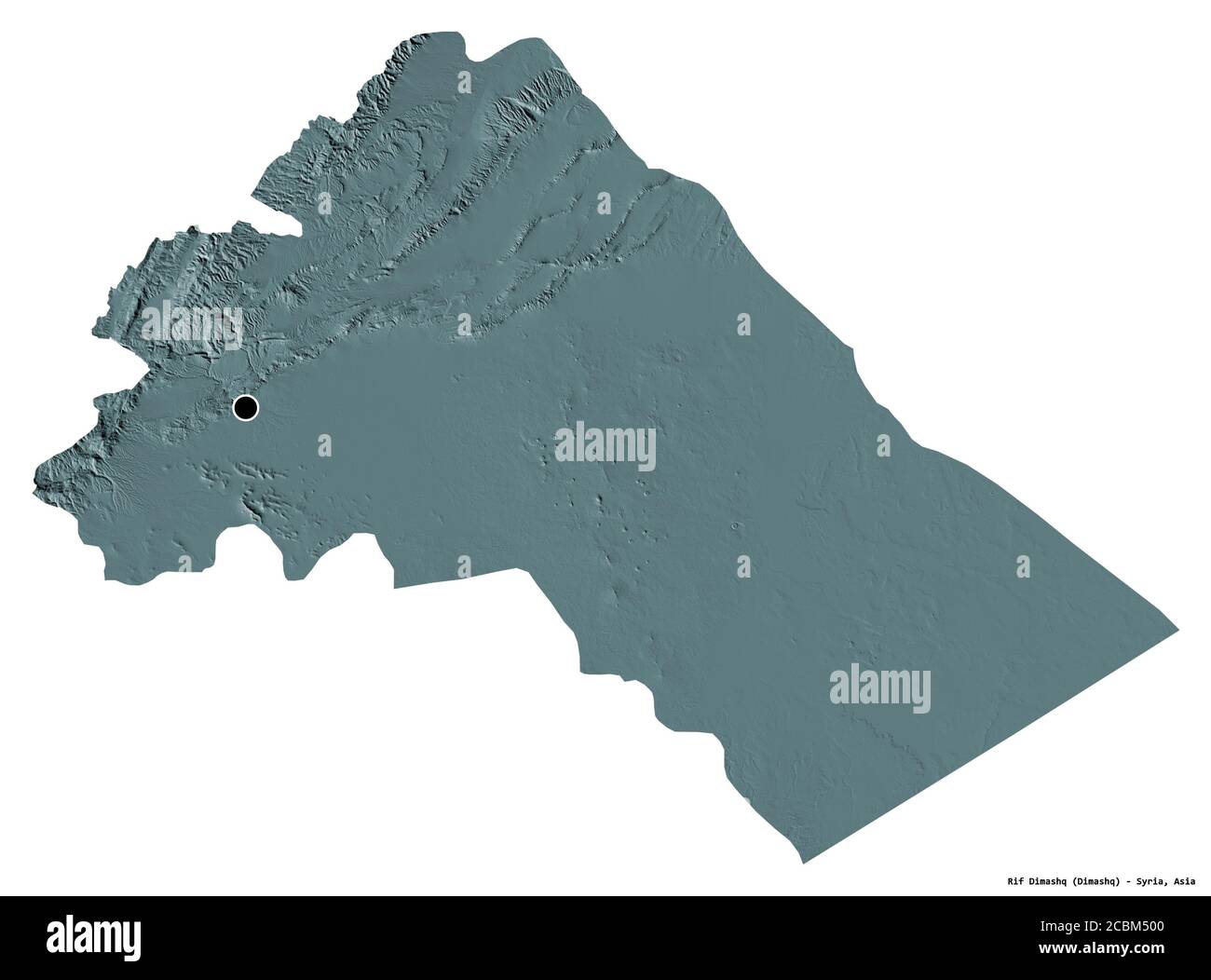 Shape of Rif Dimashq, province of Syria, with its capital isolated on ...