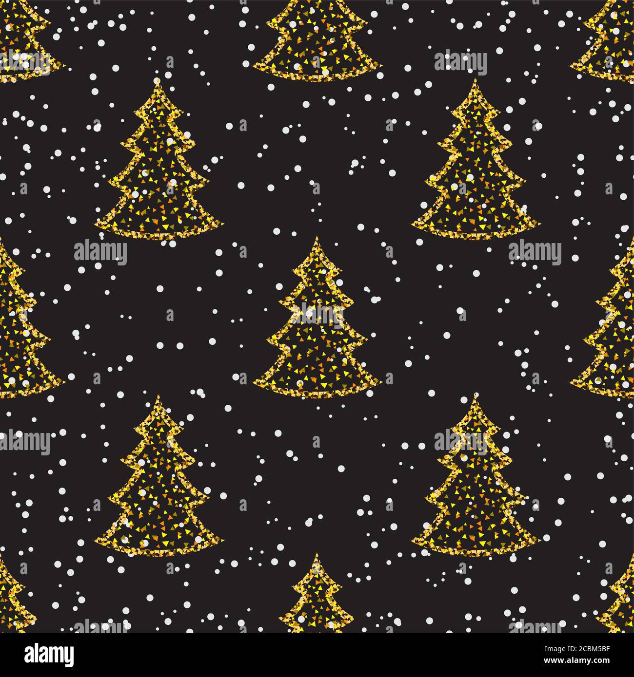 Seamless festive pattern with a silhouette of a fir-tree and snow. An ...