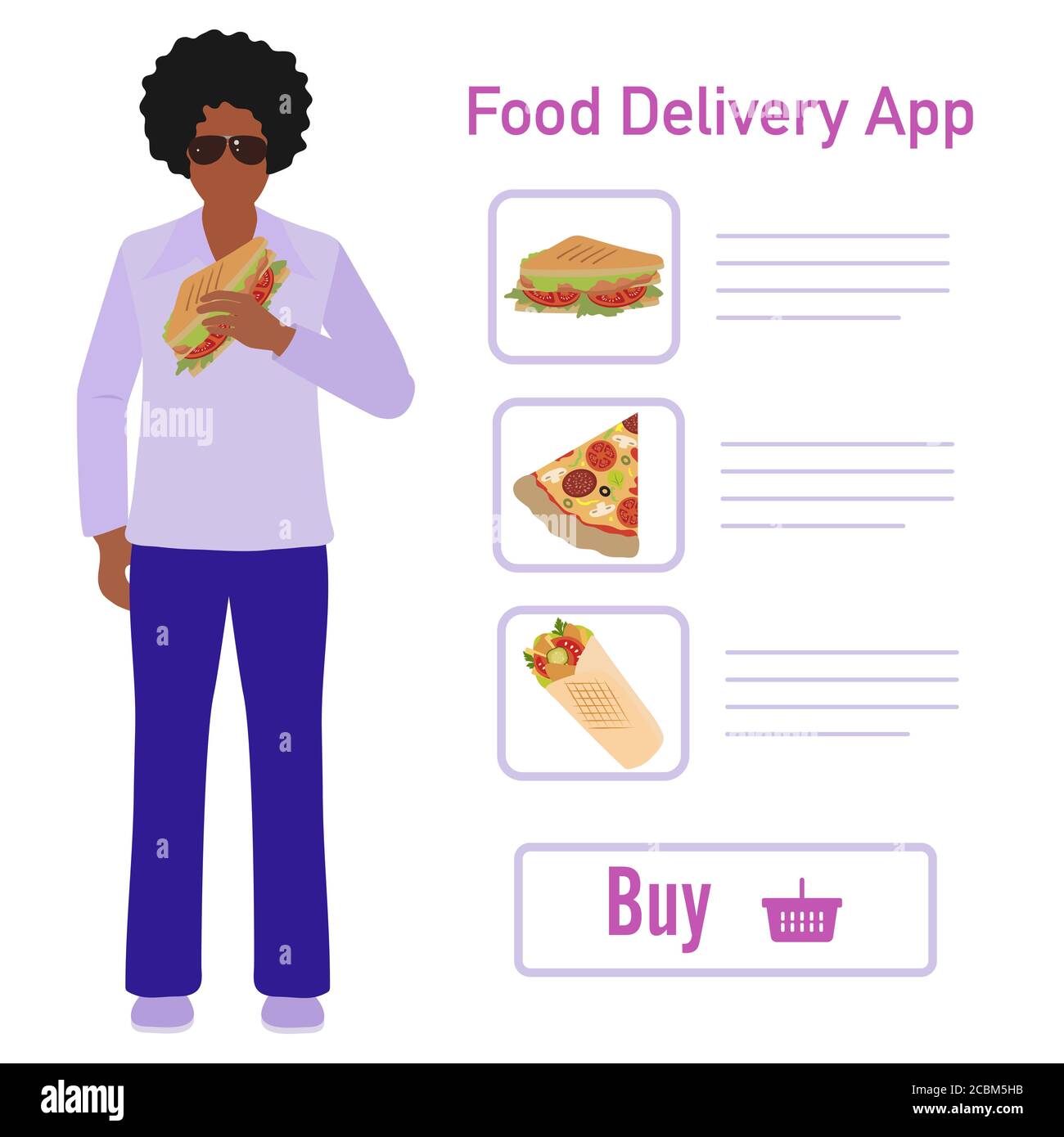 Vector illustration Online food, drink ordering app. Safe delivery ...
