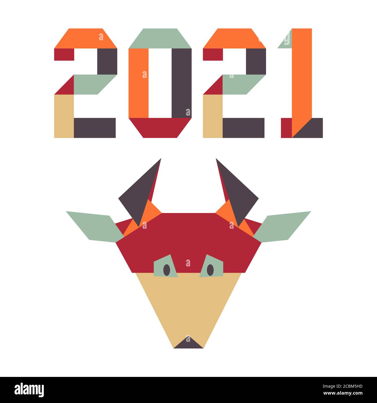 Happy new year Vector illustration with origami 2021 year numbers and ...