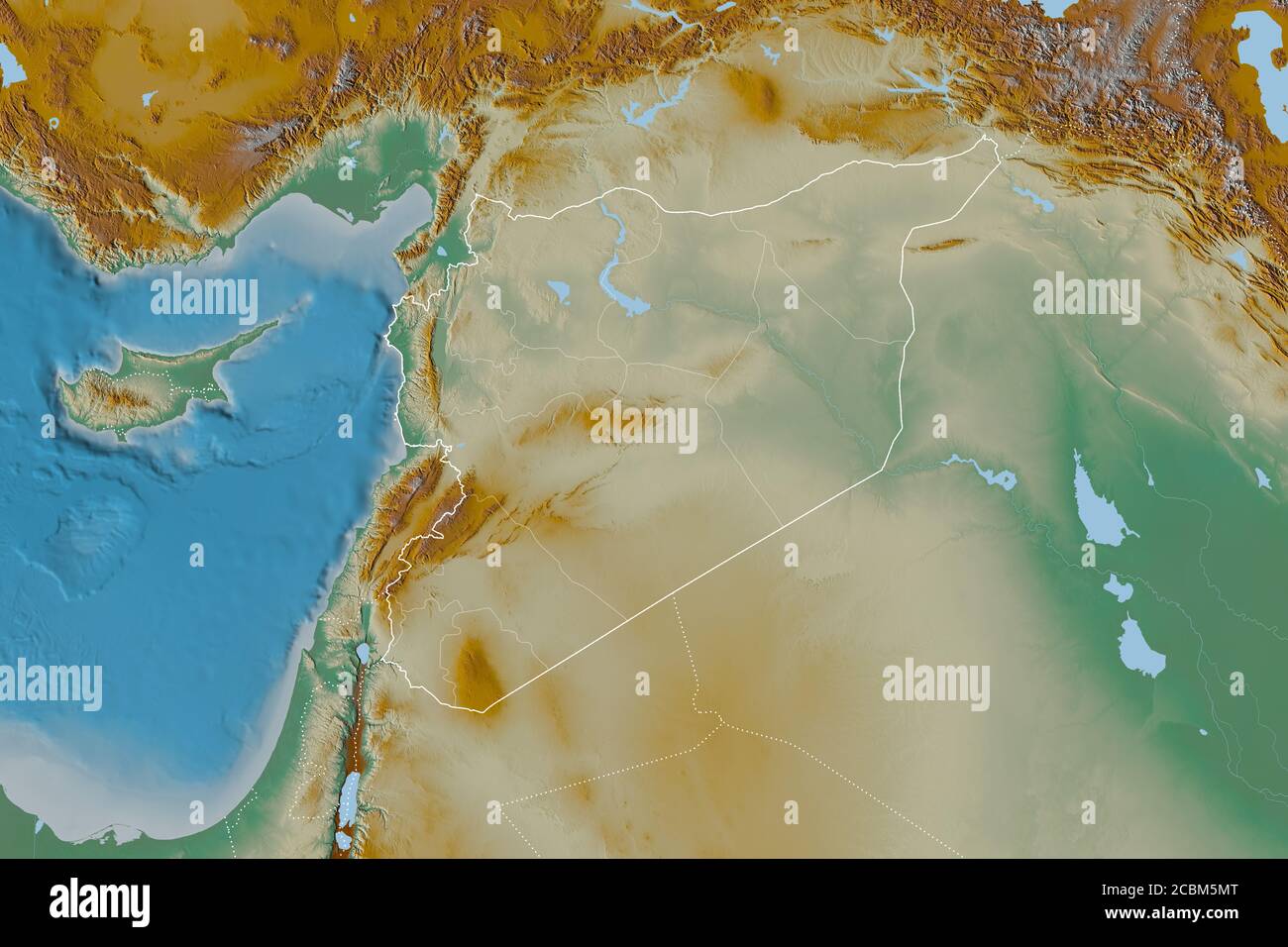 Extended area of Syria with country outline, international and regional ...