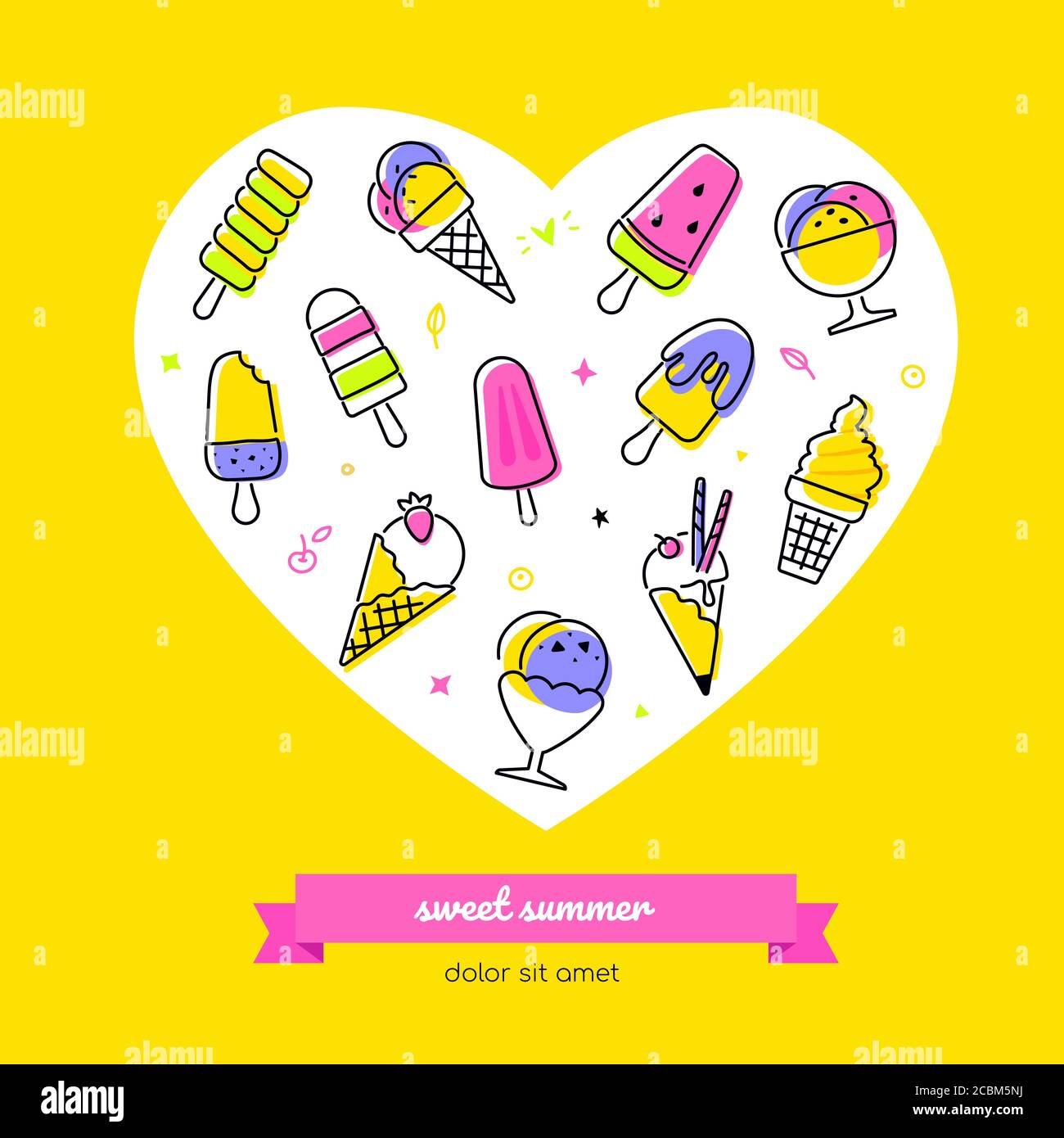 Sweet summer - vector line design style banner Stock Vector Image & Art ...