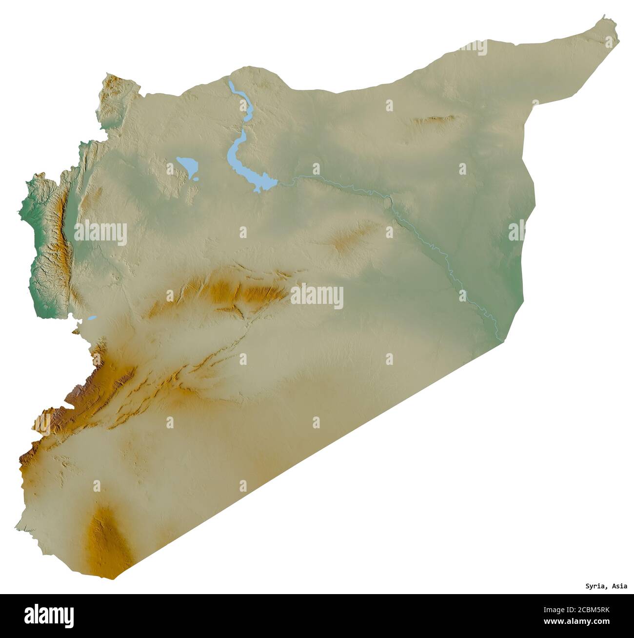 Shape of Syria with its capital isolated on white background ...