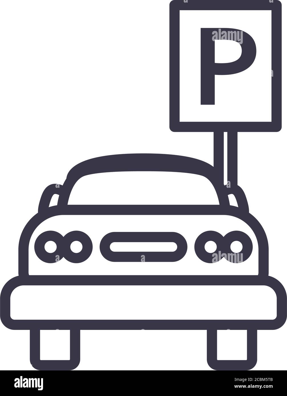 parking road sign and car line style icon design, Park and ...