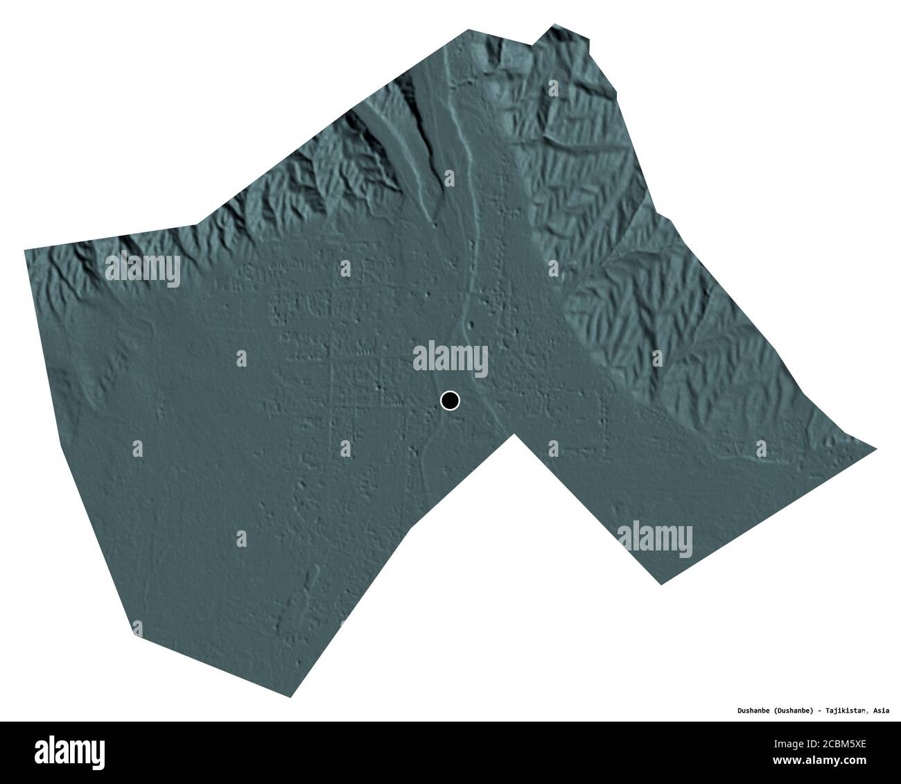 Shape of Dushanbe, region of Tajikistan, with its capital isolated on ...