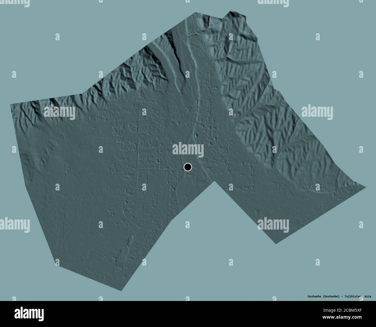 Shape of Dushanbe, region of Tajikistan, with its capital isolated on a ...