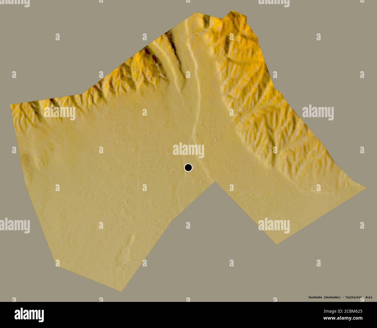Shape of Dushanbe, region of Tajikistan, with its capital isolated on a ...