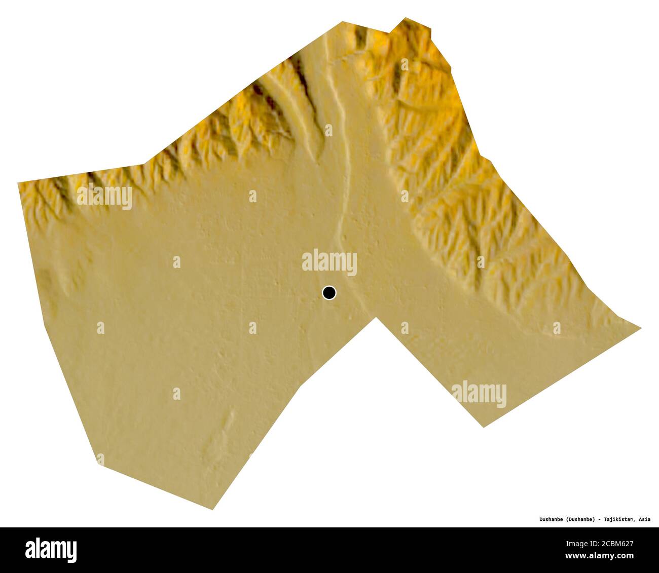 Shape of Dushanbe, region of Tajikistan, with its capital isolated on ...
