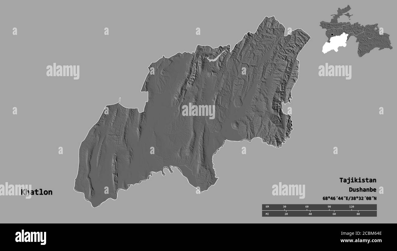Shape of Khatlon, region of Tajikistan, with its capital isolated on ...