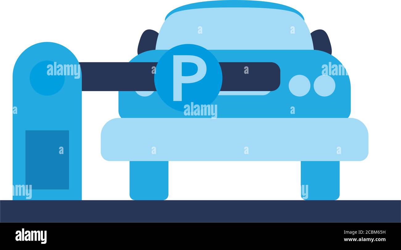 car behind parking gate flat style icon design, Park and transportation ...