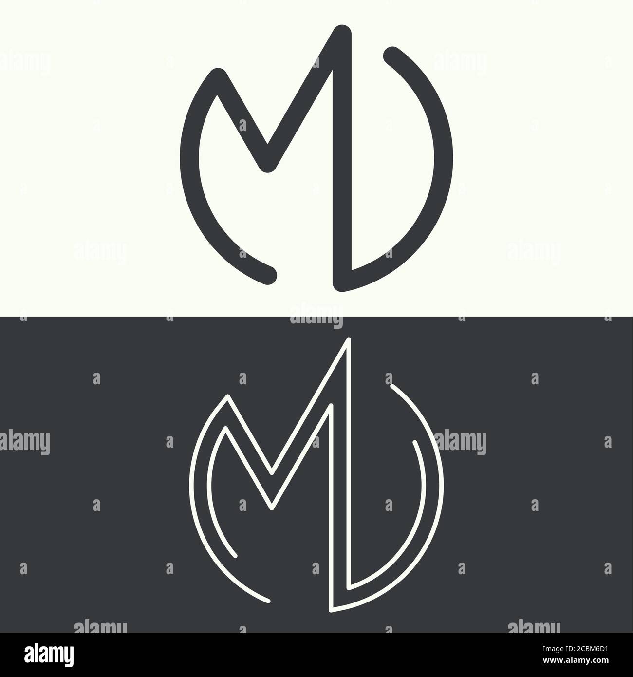 Set of monograms of letters MD. Logo. Simple linear style. Vector ...