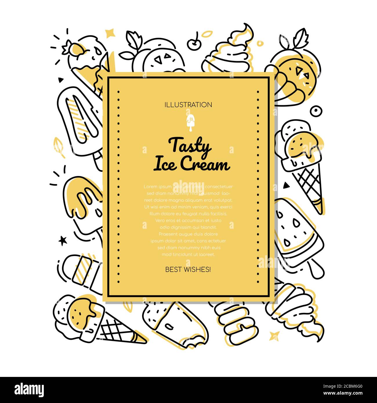 Tasty ice cream - line design style banner Stock Vector Image & Art - Alamy