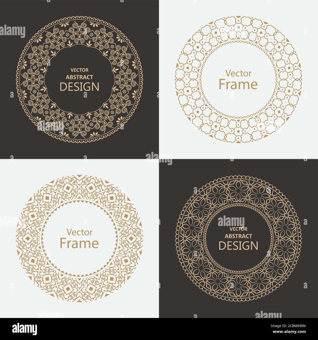 Circular arabic pattern. Round baroque ornament. Vintage frame ...