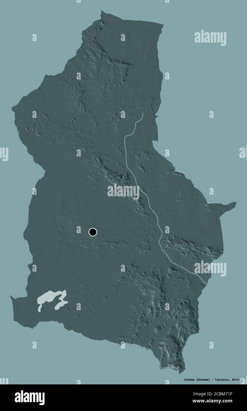 Shape of Dodoma, region of Tanzania, with its capital isolated on a ...